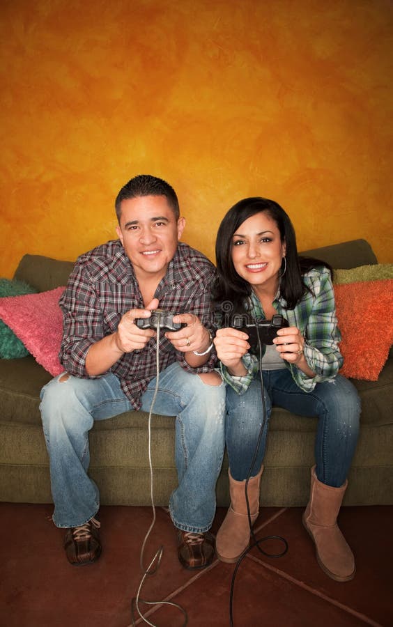 Hispanic Couple Playing Video Game Stock Image - Image of mexican ...