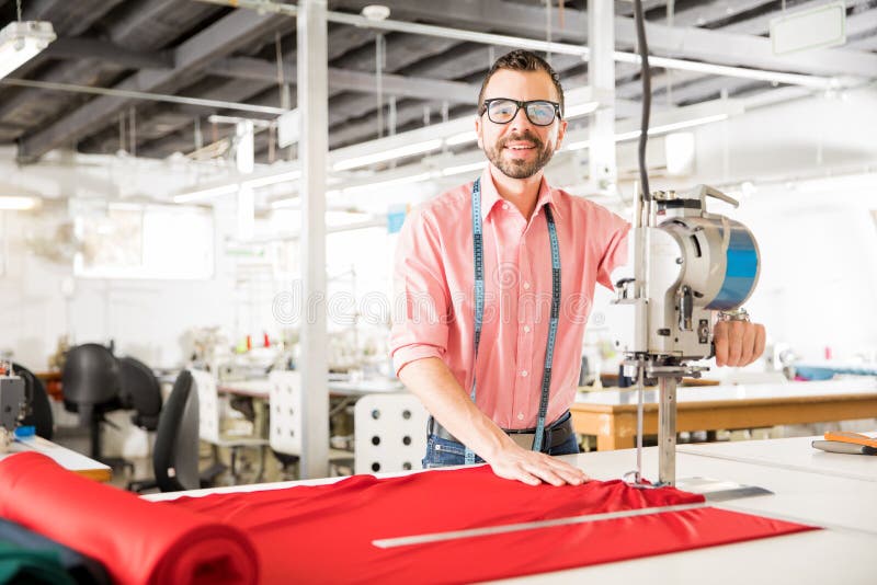 Hispanic Designer Cutting Some Fabric Stock Photo - Image of looking ...