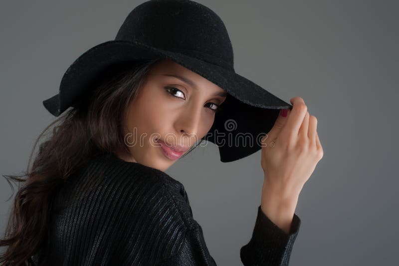Hispanic Fashion Model Posing at Studio. Close Up Portrait. Stock Image ...