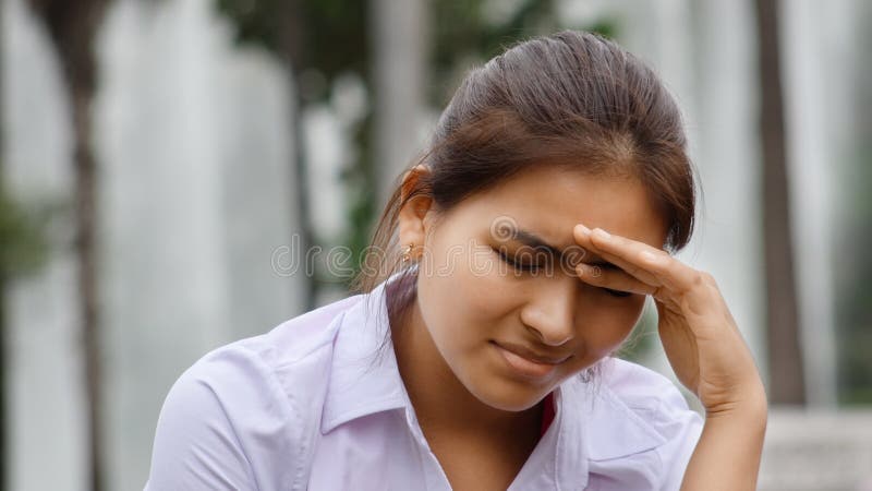 Hispanic Female Under Stress Stock Image - Image of hispanic ...