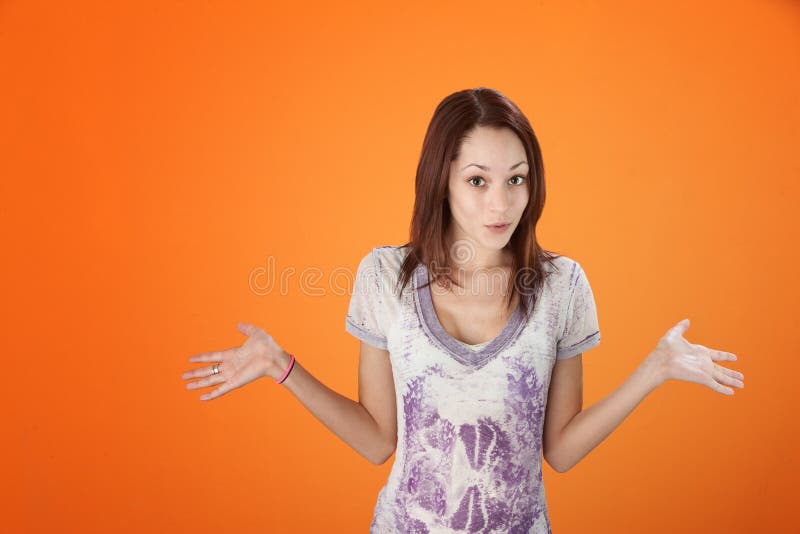 Hispanic Girl Shows Empty Hands Stock Image - Image of latino, goof ...