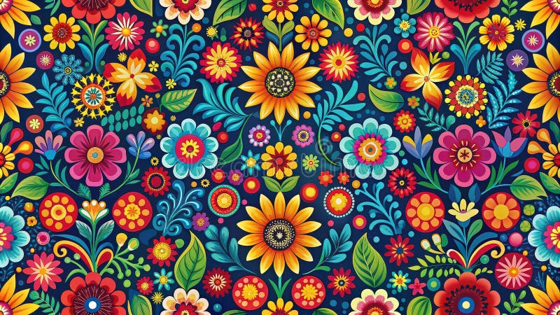 Hispanic Heritage Month Pattern Wallpaper Featuring Vibrant Floral ...