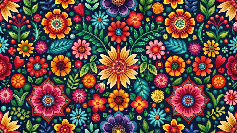 Hispanic Heritage Month Pattern Wallpaper Featuring Vibrant Floral ...