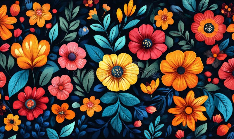Hispanic Heritage Month Pattern Wallpaper Featuring Vibrant Floral ...