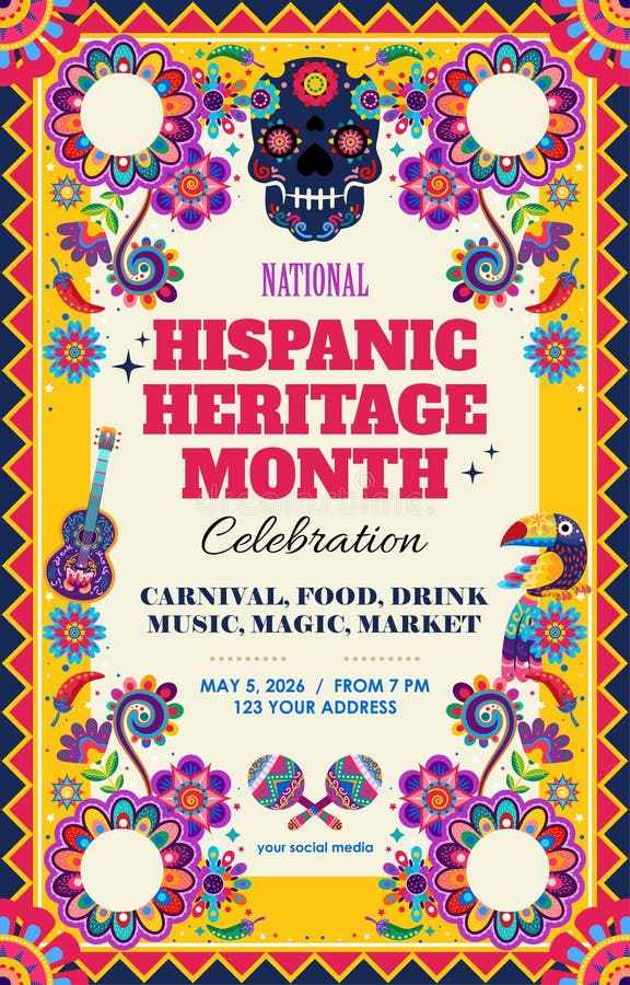 Hispanic Heritage Month Poster Background Stock Illustration ...