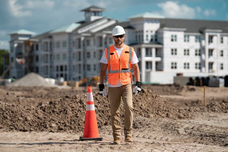 Hispanic Man Construction Worker in Helmet at Building. Construction ...