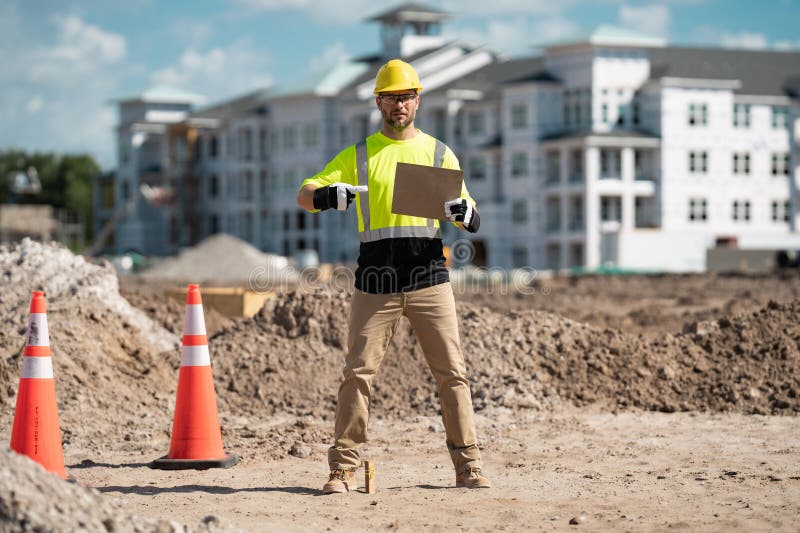 Construction Worker on Construction Site. Construction Engineer Worker ...