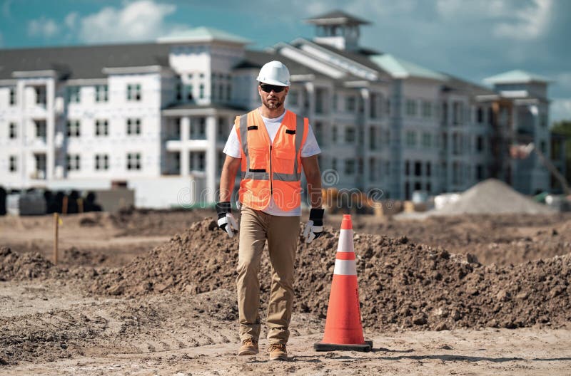 Hispanic Man Construction Worker in Helmet at Building. Construction ...