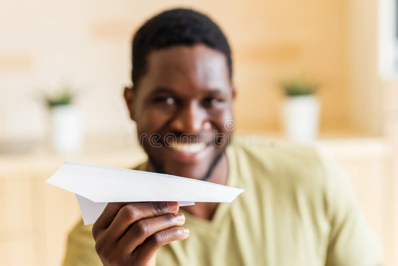 Hispanic Man Throw Paper Plane and Sending a Message Stock Image ...