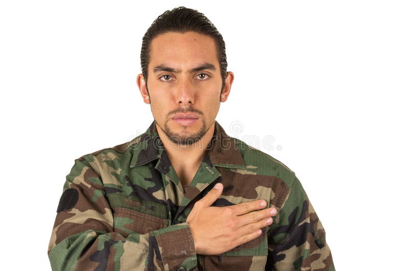 Hispanic Military Man Wearing Uniform Stock Image - Image of military ...