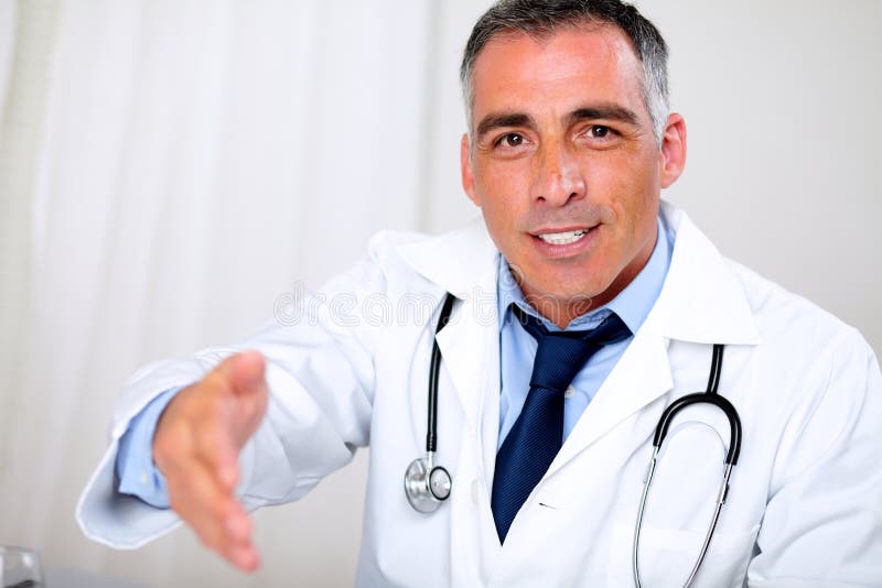 Hispanic Professional Doctor Greeting Stock Photo - Image of hospital ...