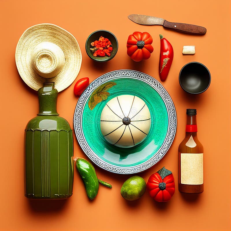Hispanic Still Life, Top View, AI Generated Stock Image - Image of ...