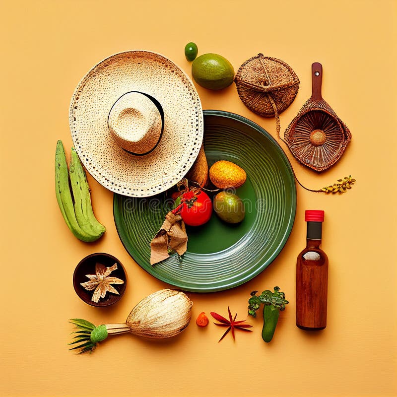 Hispanic Still Life, Top View, AI Generated Stock Photo - Image of ...