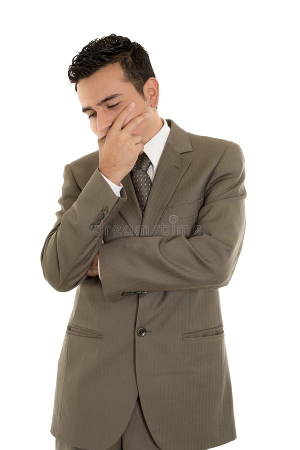 Hispanic Stressed Businessman in Suit Stock Image - Image of emotion ...