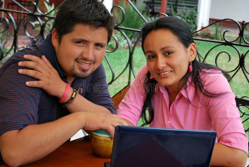 Hispanic Family Using a Computer Stock Image - Image of central ...