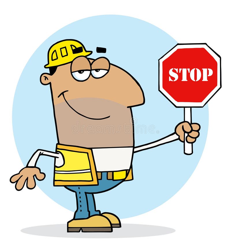 Hispanic Traffic Director Man Holding a Stop Sign Stock Vector ...