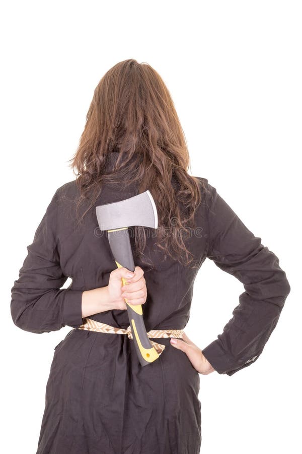 Woman holding an axe stock photo. Image of dress, green - 9978728