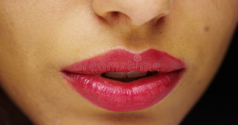 Hispanic Woman S Red Luscious Lips Stock Photo - Image of gorgeous ...