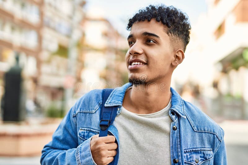 Hispanic Young Man Smiling at the Street Stock Image - Image of ...