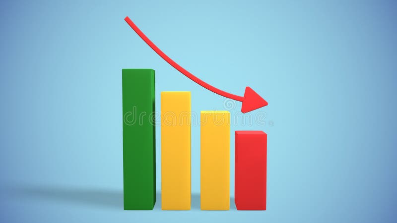 Histogram Columns Down and Statistics Finance 3d-rendering Stock ...