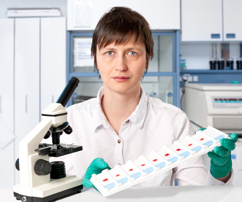 Histopathologist With Tissue Samples Stock Photo - Image of female ...