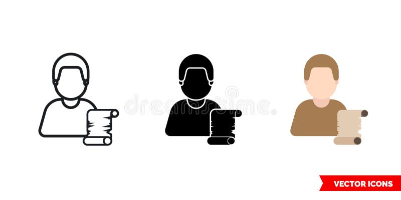 Historian Icon of 3 Types Color, Black and White, Outline. Isolated ...