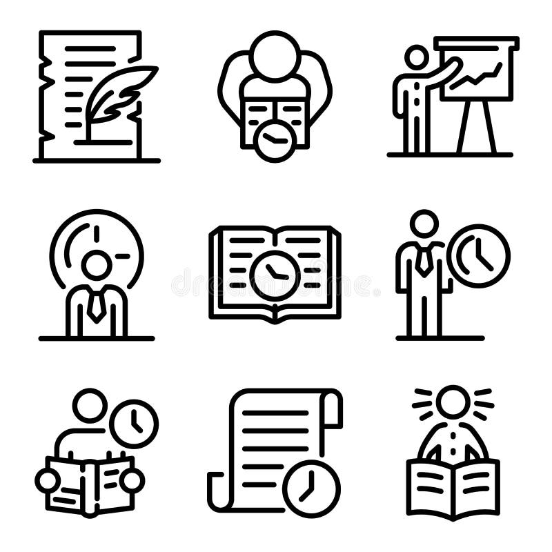Historian Icons Set, Outline Style Stock Vector - Illustration of ...