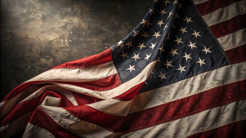 Historic American Flag Draping Elegantly in Soft Light with Textures ...