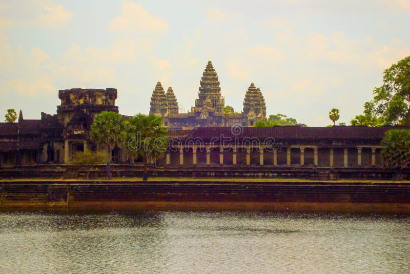 Historic Angkor Wat Temple Moat Editorial Photography - Image of ...
