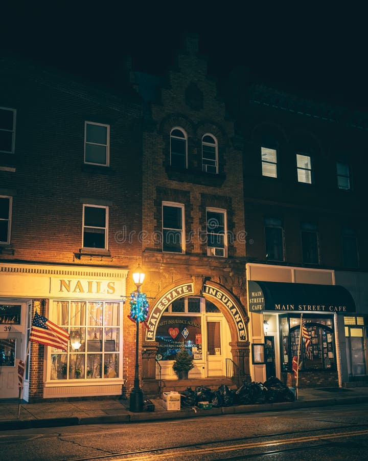 Historic Architecture at Night, Northport, New York Editorial Stock ...