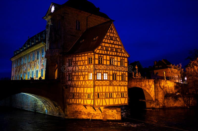 Historic Bamberg Germany in Winter Stock Photo - Image of snow ...