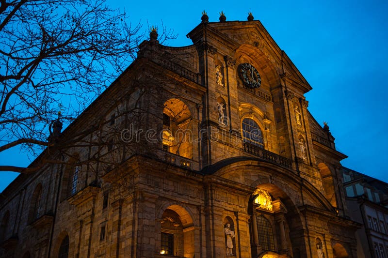 Historic Bamberg Germany in Winter Stock Image - Image of river, night ...