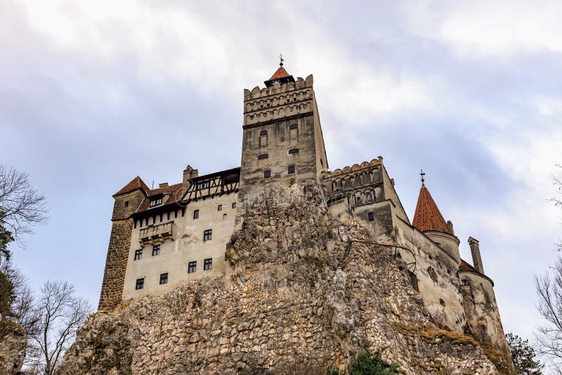 Historic Bran Castle Against Dramatic Sky in Romania Stock Photo ...