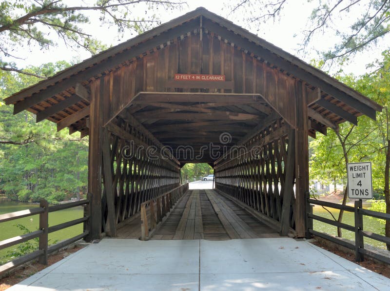 Roswell Mill Covered Bridge Stock Photo - Image of historic, textile ...