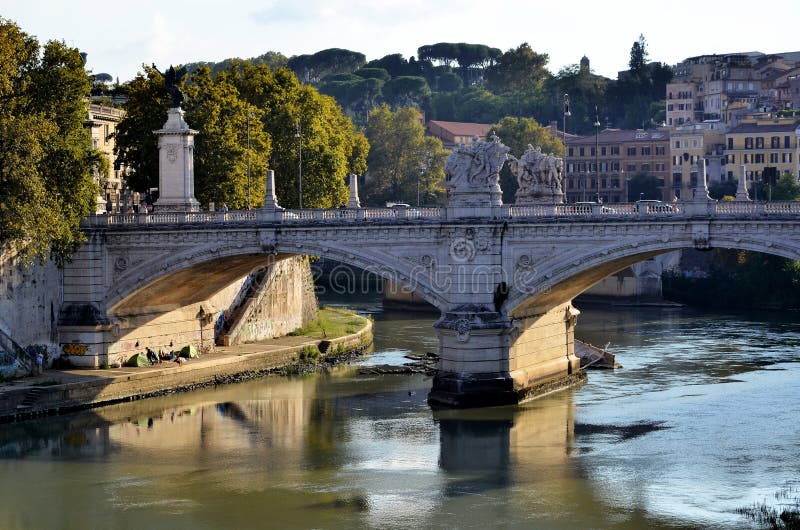 Historic bridge in Rome stock image. Image of famous - 142357041