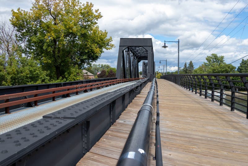 A One Lane Vehicle and Pedestrian Bridge Stock Photo - Image of travel ...