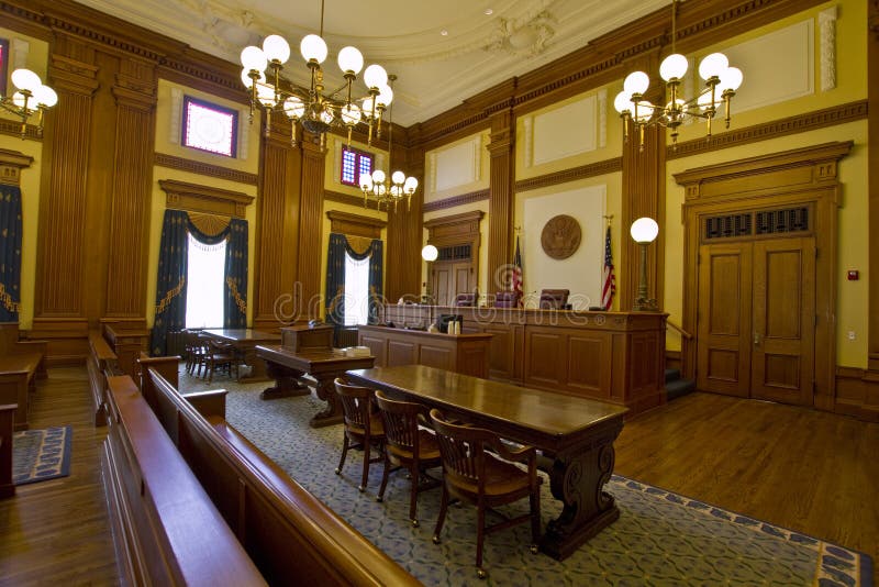 Historic Building Courtroom Stock Photo - Image of panel, curtains ...