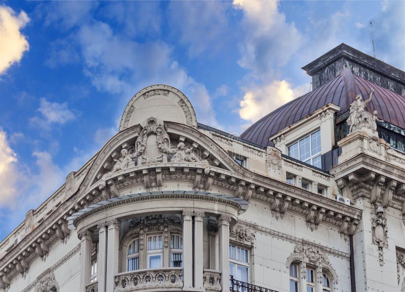 Historic Building Detail with Dramatic Blue Cloudy Sky Stock Image ...