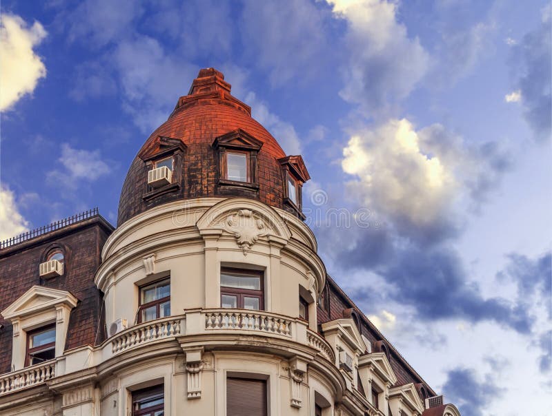 Historic Building with Dramatic Blue Cloudy Sky Stock Photo - Image of ...