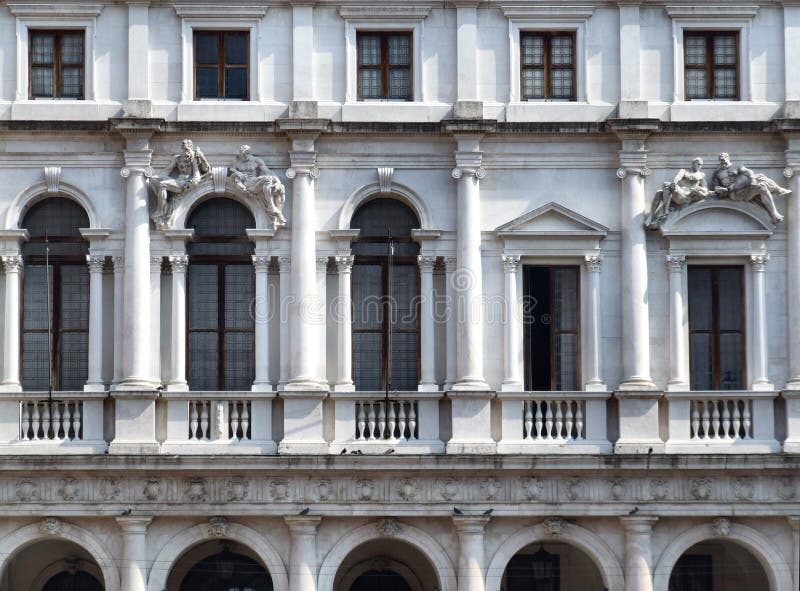 Vintage Historical Building Facade with Antique Decorations. Stock ...