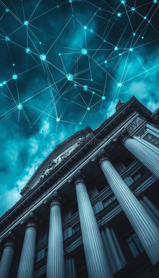 Historic Building Merging with Futuristic Digital Network, Concept of ...