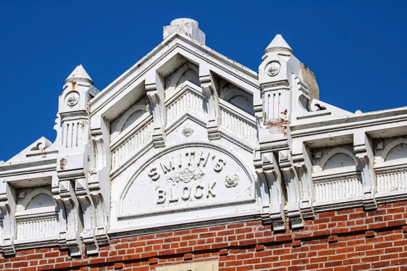 Historic Building S Cornice with Smith S Block Text Stock Image - Image ...
