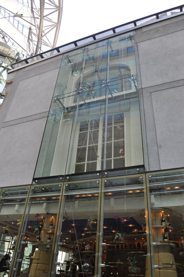 Historic Building Window Behind Glass Curtain Wall Stock Image - Image ...