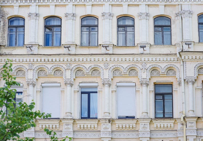 Historic Building with Windows and Columns Stock Image - Image of ...