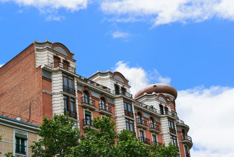 Historic Buildings with Lace Fronts of Madrid Stock Image - Image of ...