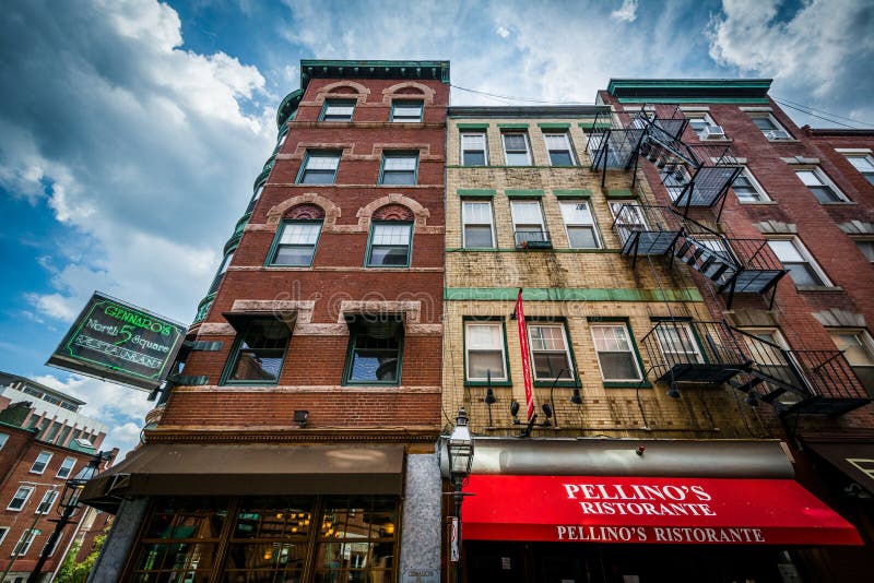 Historic Buildings in the North End of Boston, Massachusetts. Editorial ...