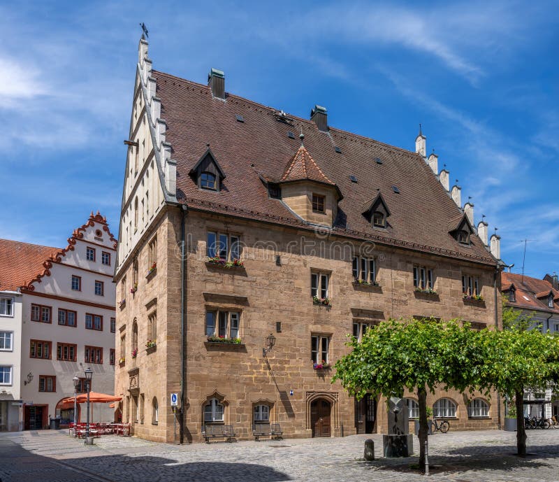 Historic Buildings in the Pedestrian Area of Ansbach Stock Photo ...