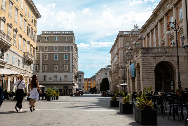 Historic Buildings on Piazza Della Borsa in Triest. Editorial Stock ...