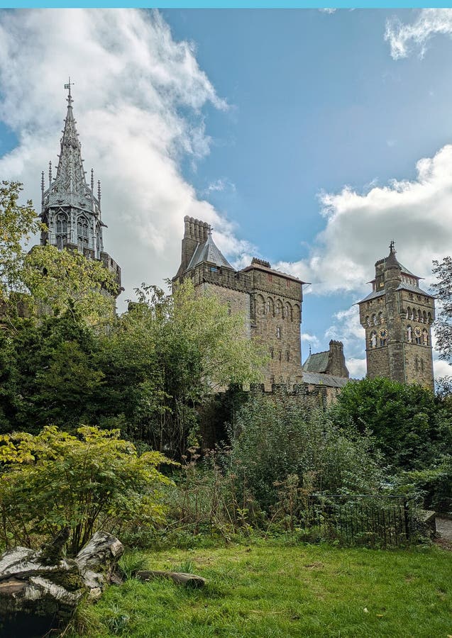 Cardiff Castle. City of Cardiff, Wales, United Kingdom. Perspective ...