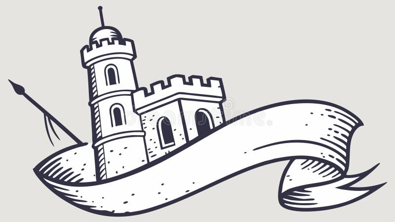 Historic Castle with Scroll Banner Medieval Vector, Vector Design ...
